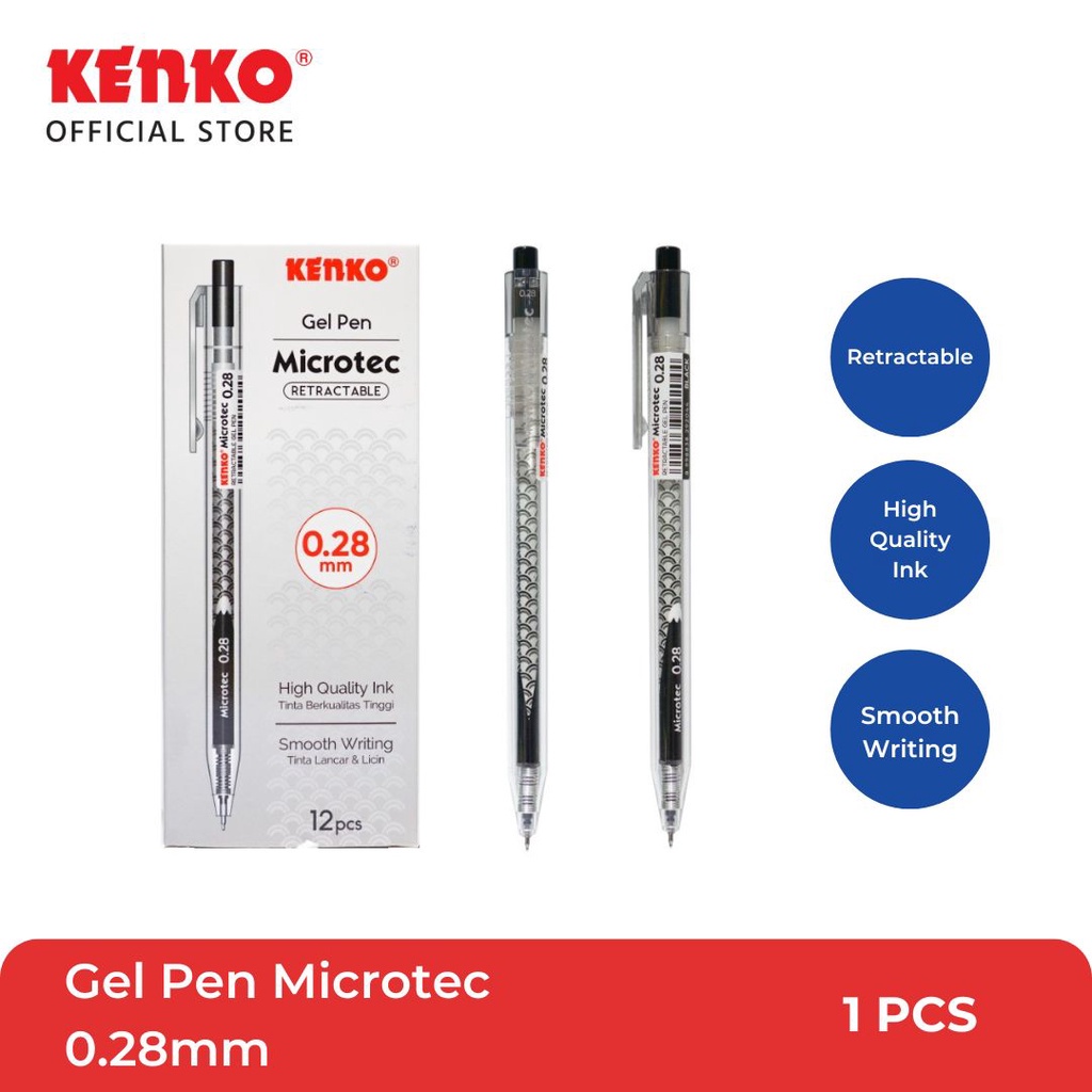 Jual Kenko Gel Pen Pulpen Pena Tinta Hitam Needle Tip Microtec 0.28mm | Shopee Indonesia
