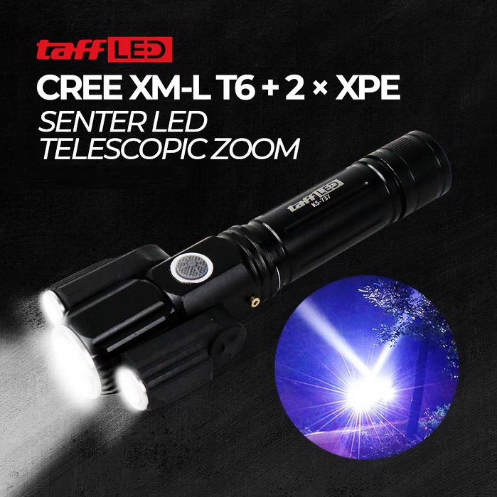 Jual Taffled Senter LED Flashlight Super Terang Torch 1T6+2XPE ...