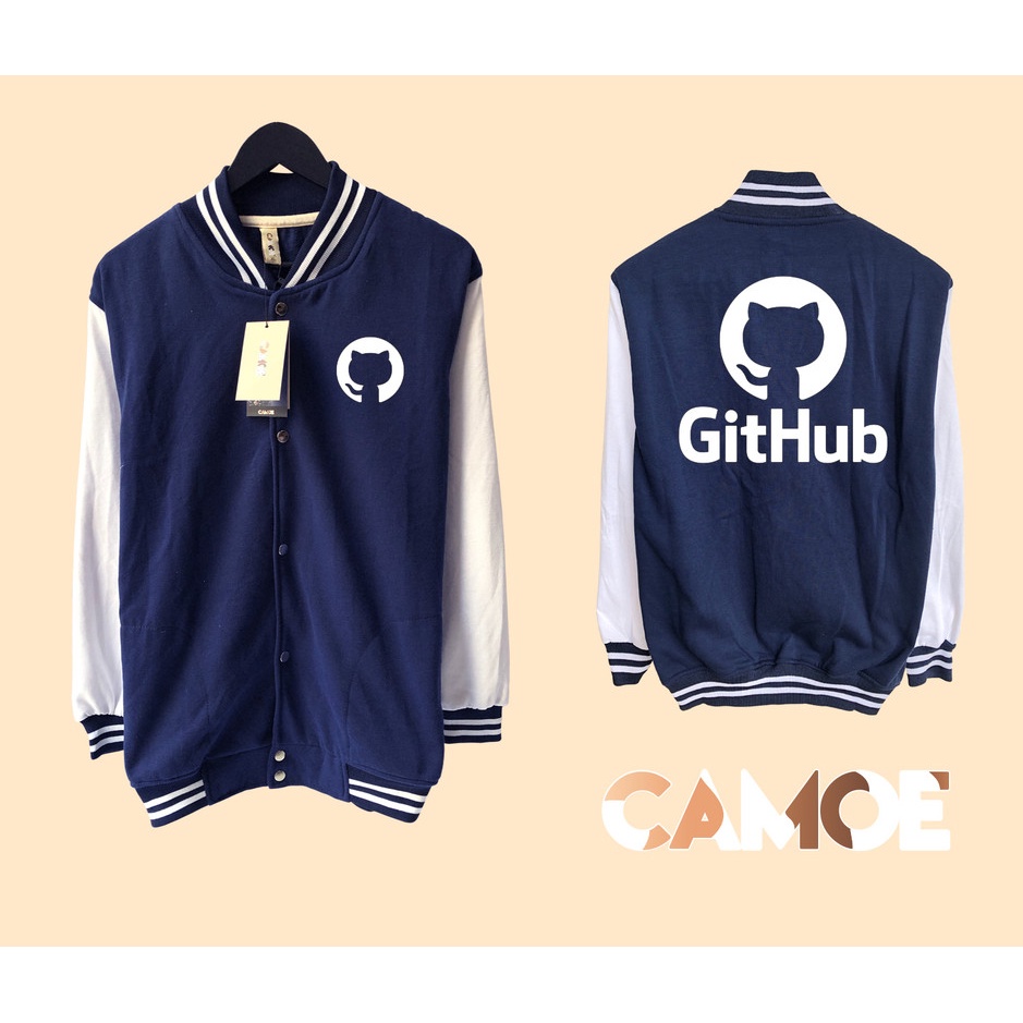 Jual Jaket Baseball Varsity Github Logo | Shopee Indonesia