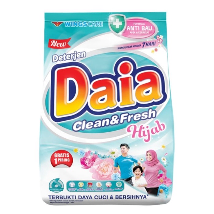 Jual Daia Deterjen Bubuk Clean & Fresh Hijab 800 g (TANPA PIRING karena rawan pecah) | Shopee ...