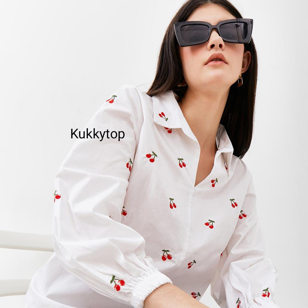 Jual Kukky Top Baju Kemeja Bordir Vivian Blouse Atasan Wanita Fashion ...