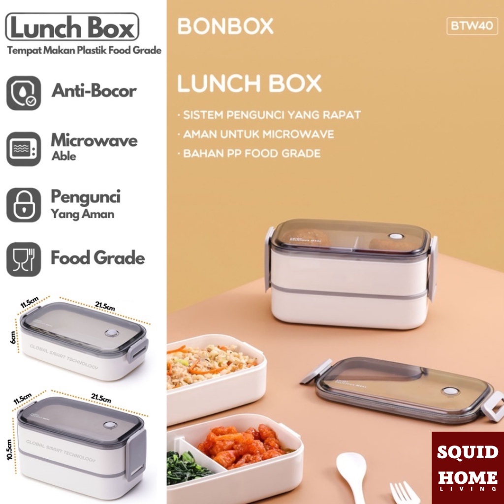 Jual BONBOX Kotak Makan 2 Tingkat Lunch Box Susun Microwaveable Food ...