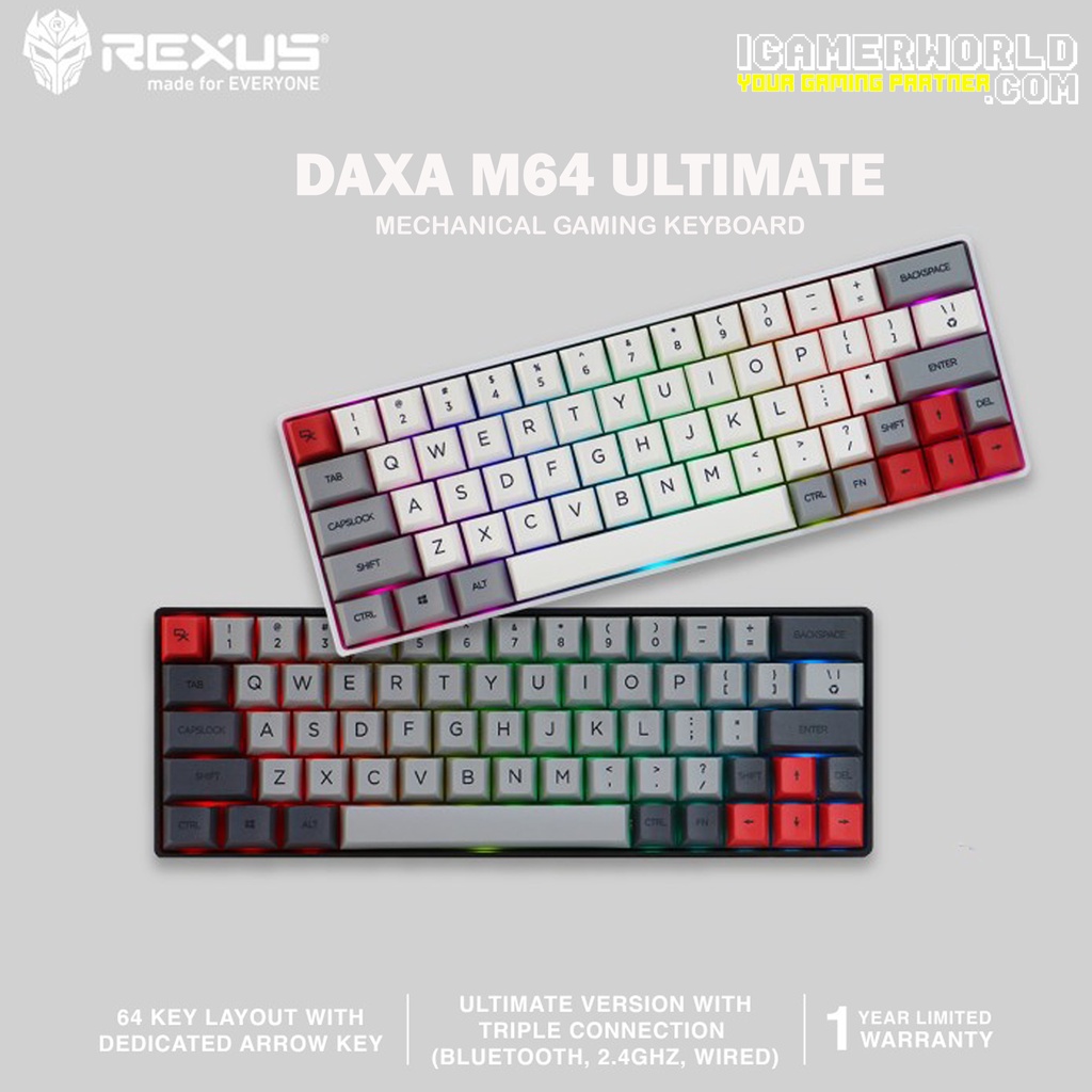 Jual Rexus DAXA M64 Ultimate Wireless Mechanical Gaming Keyboard | Shopee Indonesia