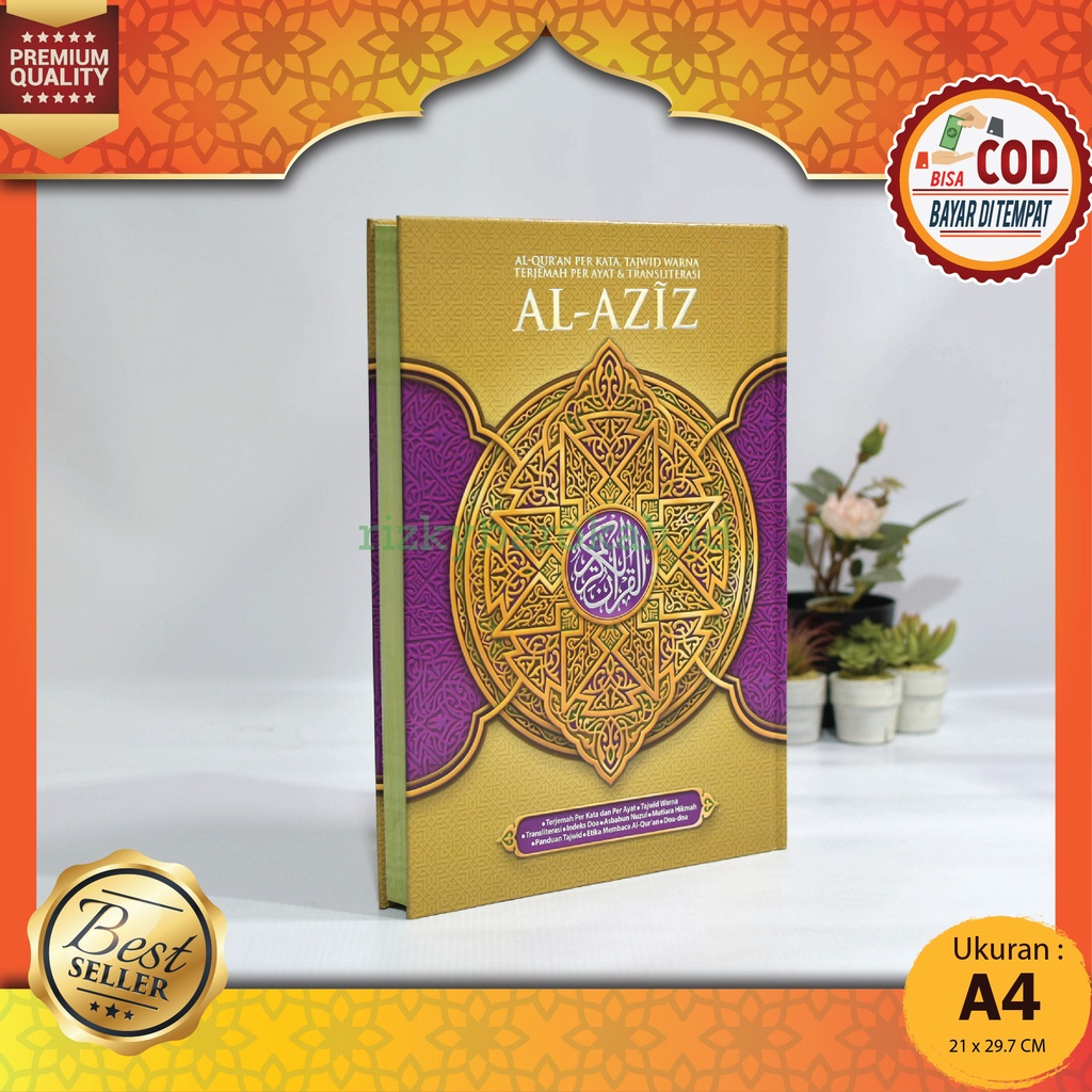 Jual Al Quran AL-AZIZ A4 (21x30cm) Terjemah Transliterasi Perkata Latin Per Ayat Tajwid Warna ...
