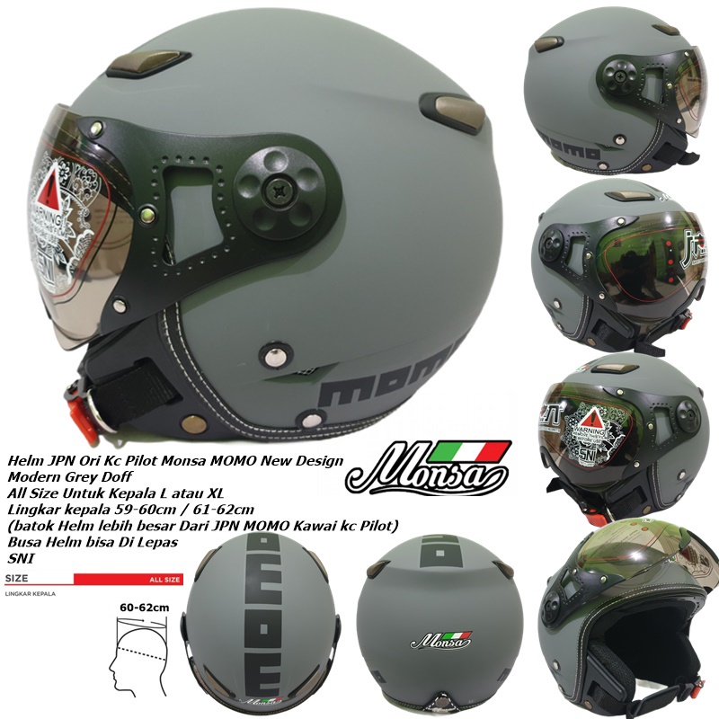 Jual Helm Dewasa Retro Klasik Monsa MOMO Kaca Pilot Riben Modern ...
