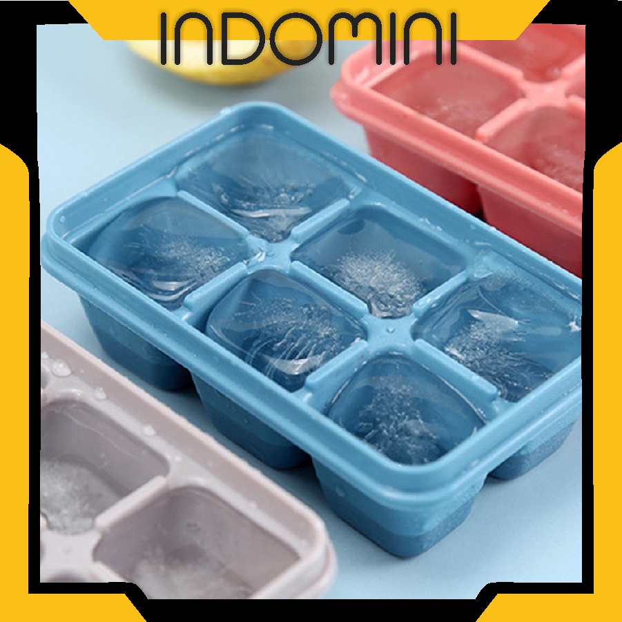 Jual INDOMINI Cetakan Es Batu Silikon 6 Cube Jumbo / Cetakan Tempat Es ...