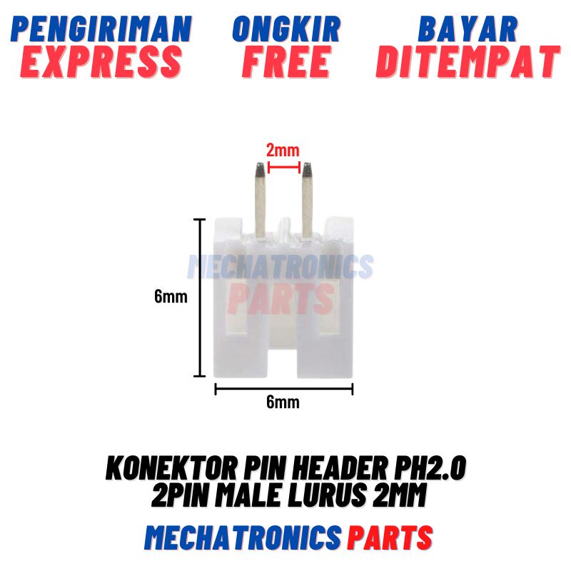 Jual Konektor Pin Header PH2.0 2Pin Male Lurus 2P PH 2.0mm 2mm Soket Socket Connector | Shopee ...