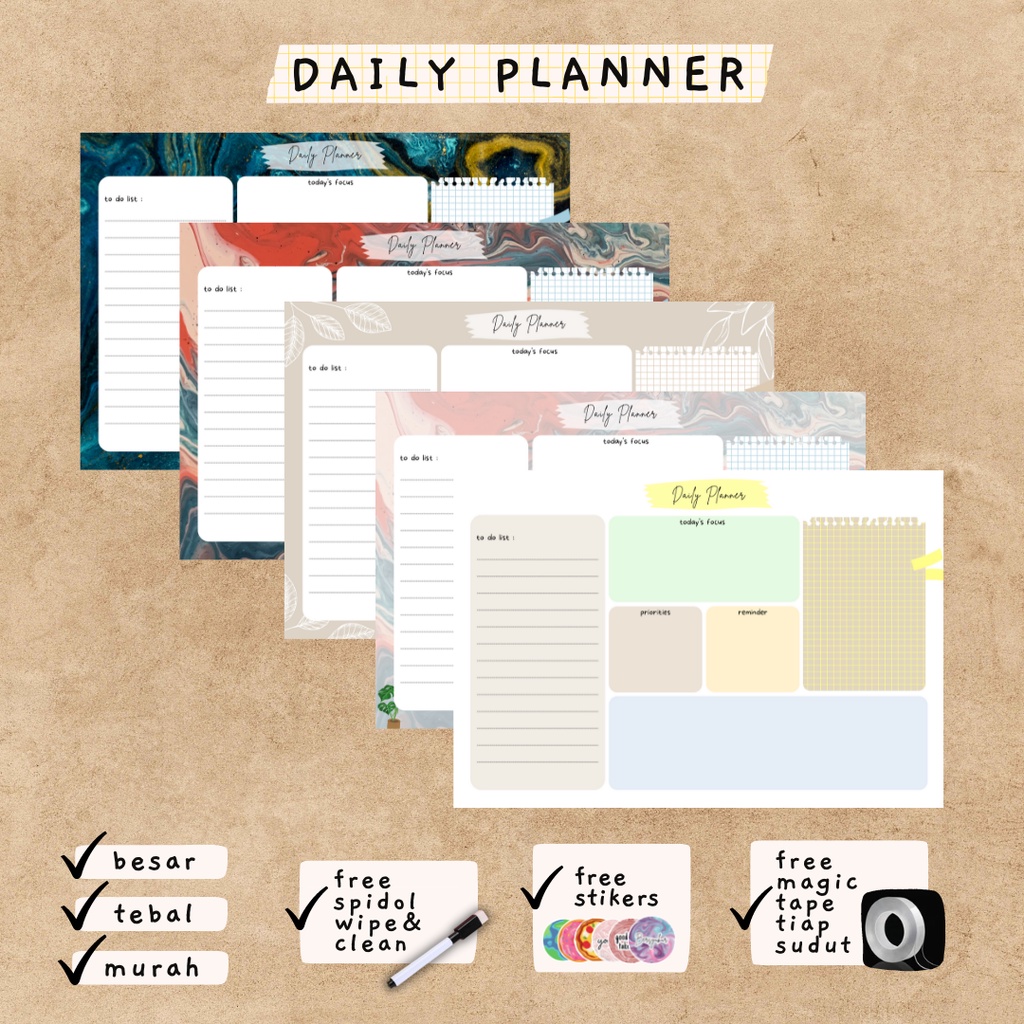 Jual Daily Wall Planner Catatan Harian Bullet Journal Notebook To Do ...