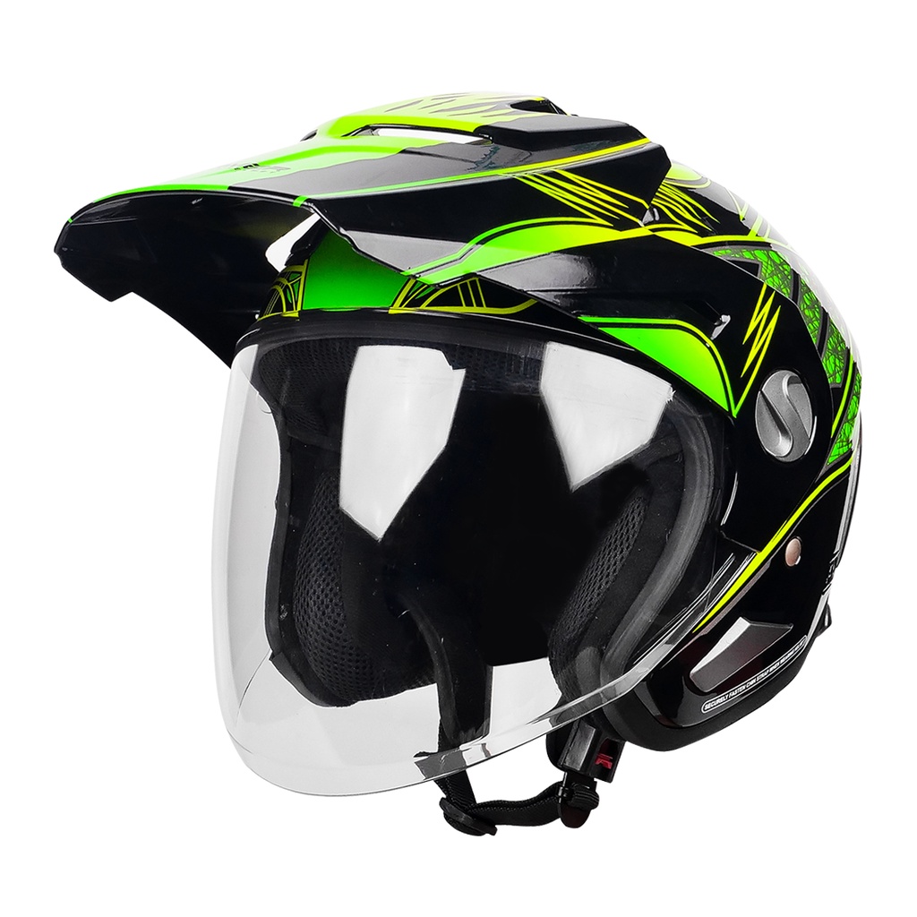 Jual Helm Cargloss Former Monster Green Half Face - Black Glossy ...