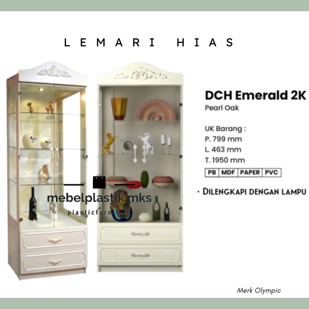 Jual Lemari Kaca Pajangan/ Lemari Hias Lampu/ Rak Kaca Olympic DCH ...