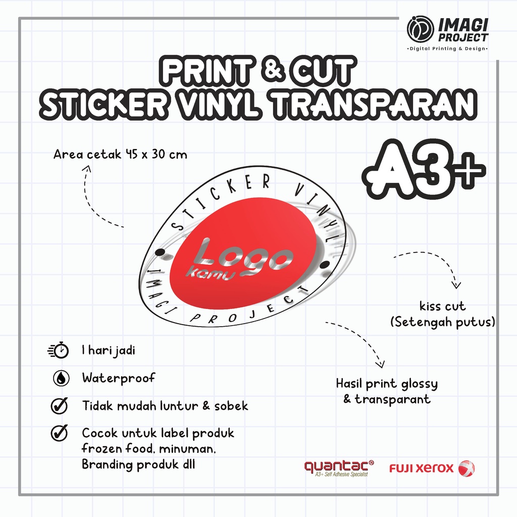 Jual CETAK STICKER VINYL TRANSPARAN PERLEMBAR A3+ | Shopee Indonesia