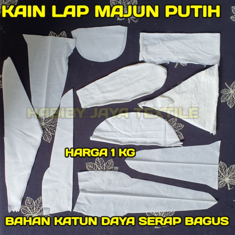 Jual Kain Lap Majun Putih 1KG | Tanpa Jahit | Bahan Kaos Katun | Serap ...