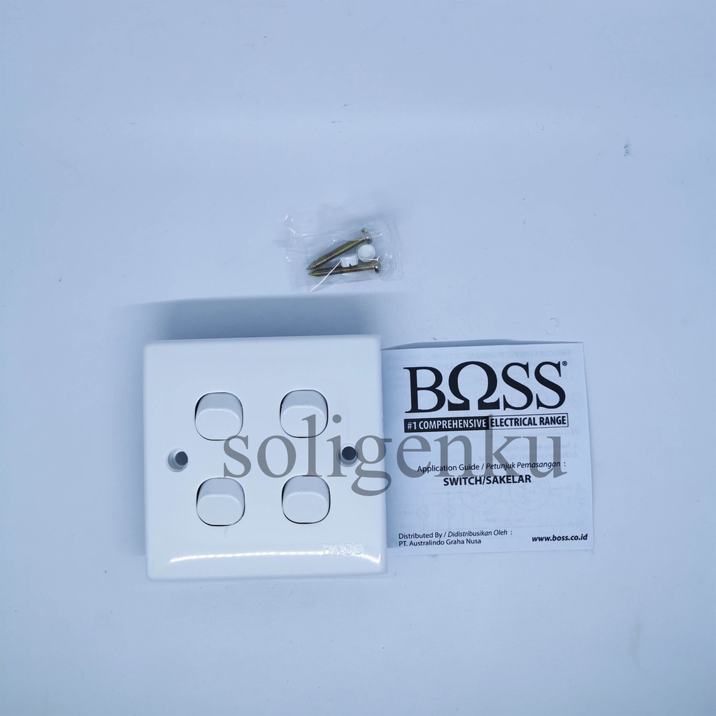 Jual Saklar 4 Gang Boss One Way Switch Tipe B34/1/2a/Saklar 4 tombol ...