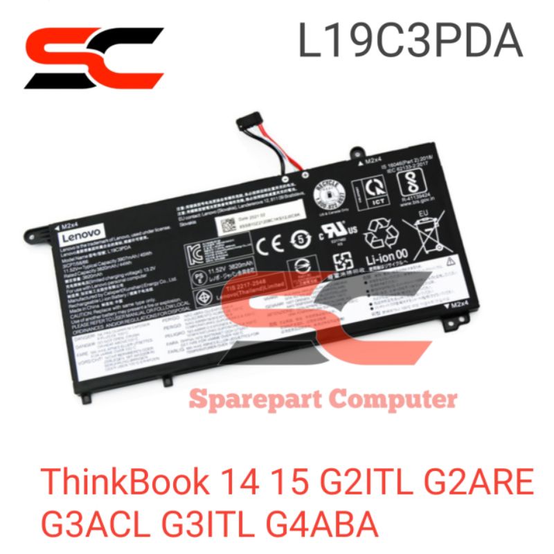 Jual Baterai Lenovo ThinkBook 15-G2ITL G2ARE G3ACL G3ITL G4ABA L19C3PDA ...