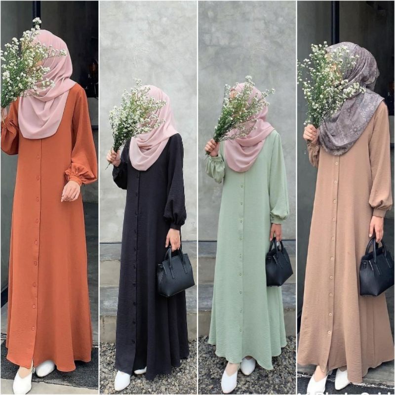 Jual GAMIS KHADIJAH FULL KANCING CRINKLE AIRFLOW | Shopee Indonesia