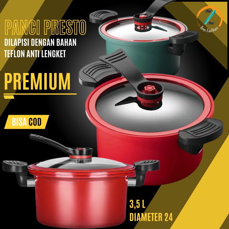 Jual Panci Presto 3.5 Liter 24cm Bahan Teflon Anti Lengket Totipotent Pot Pressure Cooker C02 ...