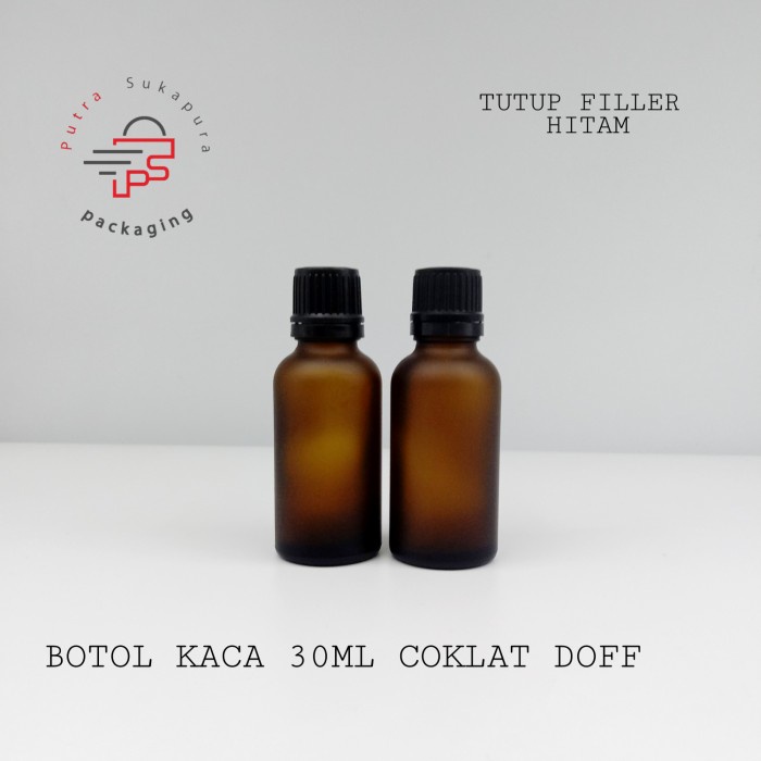 Jual botol kaca 30ml amber / coklat doff - tutup filler hitam | Shopee Indonesia