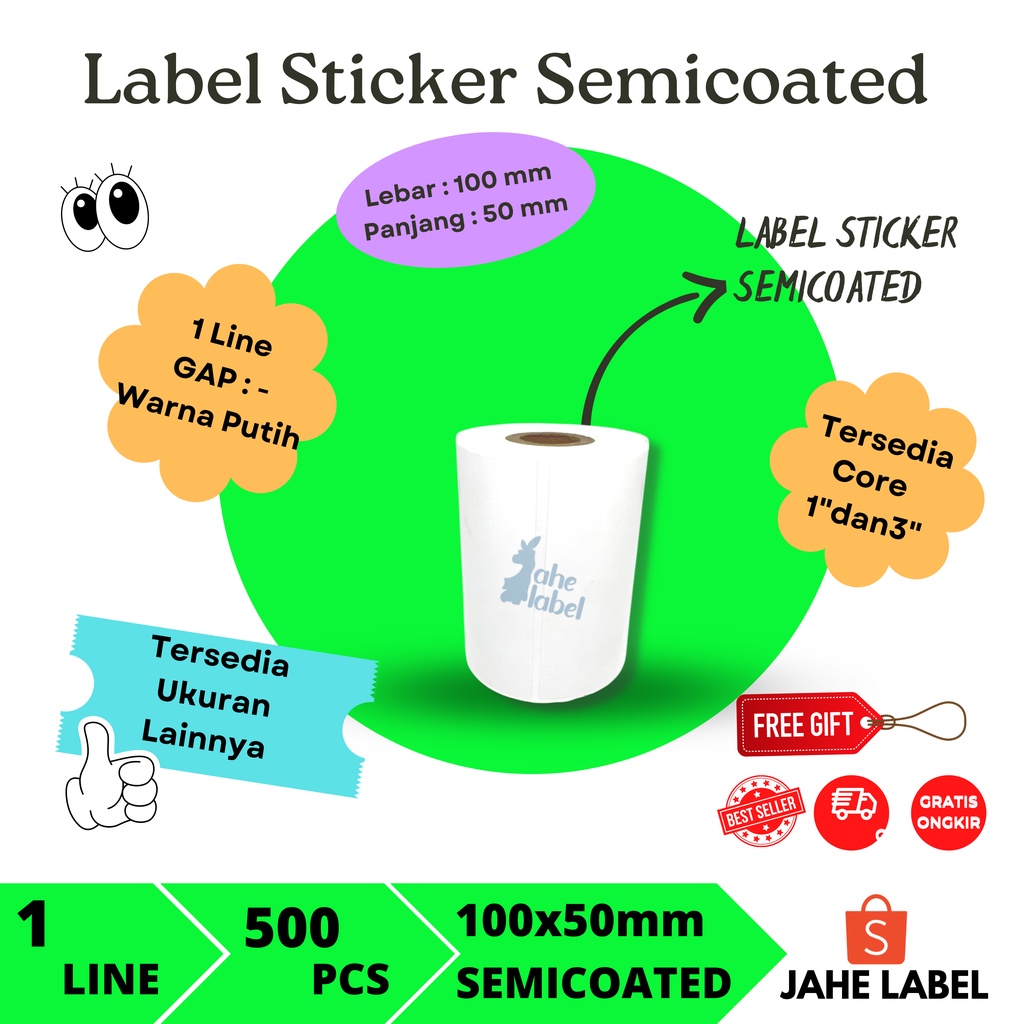Jual LABEL BARCODE 100x50mm SEMICOATED STIKER LABEL BARCODE 100x50 mm ...