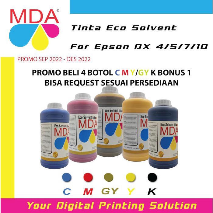 Jual Tinta indoor Eco Solvent @ 1l C M Y GY K DX4/DX5/DX7/DX10 MDA | Shopee Indonesia