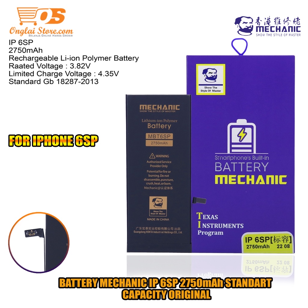 Jual Battery Mechanic IP 6SP 2750mAh Standart Capacity Original ...