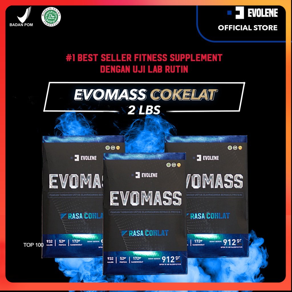 Jual EVOLENE EVOMASS COKLAT 3X 912GR/4X SERVING SUSU BPOM HALAL EVOLENE ...