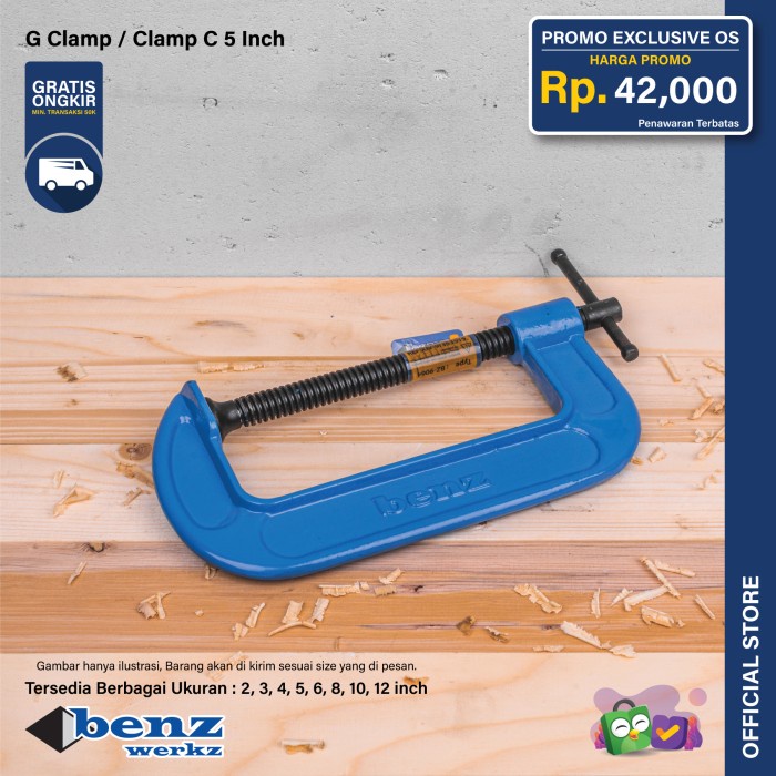 Jual Klem C 5 inch / G Clamp / Catok Klem Penjepit 5" Benz Werkz ...