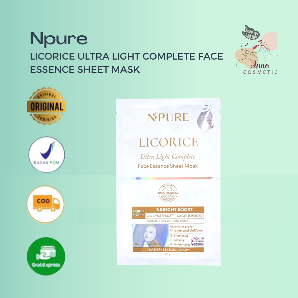 Jual NPURE LICORICE ULTRA LIGHT COMPLETE FACE ESSENCE SHEET MASK ...