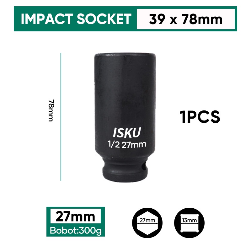 Jual ISKU mata kunci shock impact socket Panjang/mata sock set cr-mo 1/ ...