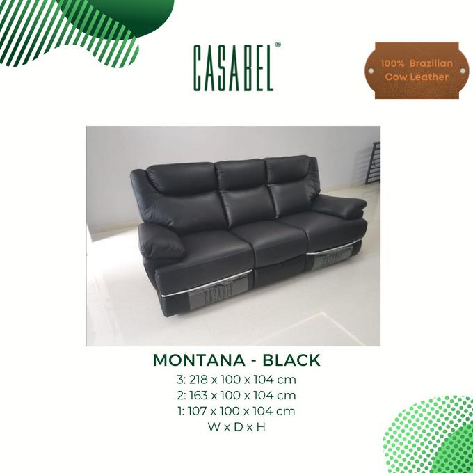 Jual Sofa Kulit Asli Recliner Minimalis CASABEL MONTANA 3 Kursi - Black ...