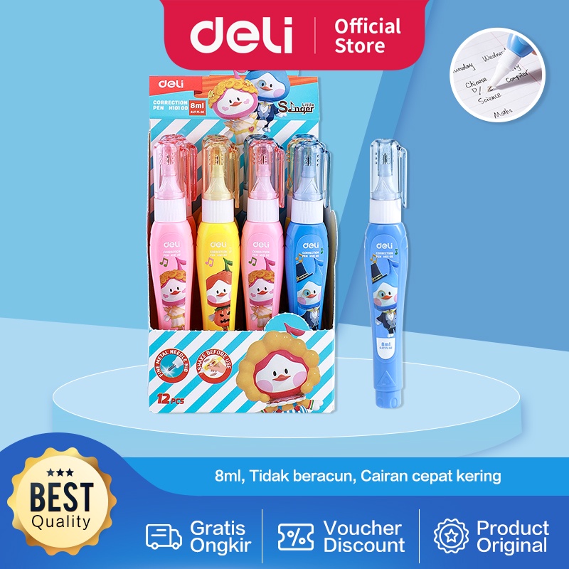 Jual DELI Pena Koreksi cair seri Bumpees Ujung Baja Steel Tip 8ml ...