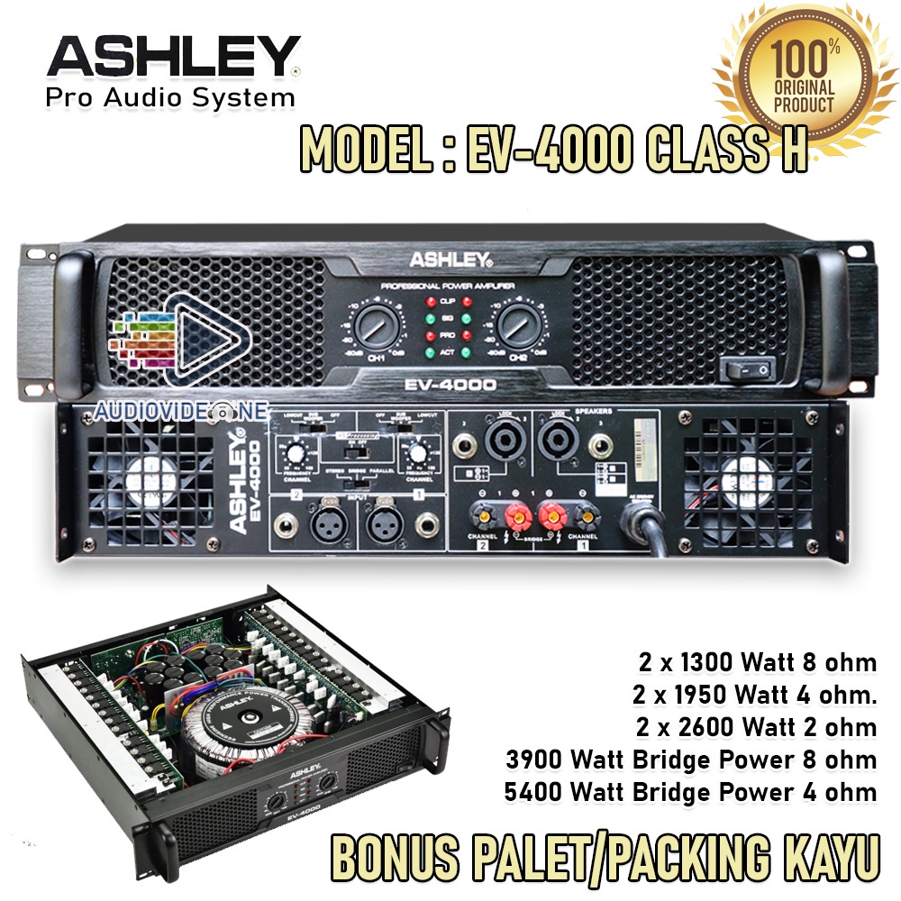 Jual Power Ashley EV-4000 Class H Power Amplifier 2 x 1300 Watt Bonus Packing Kayu | Shopee ...