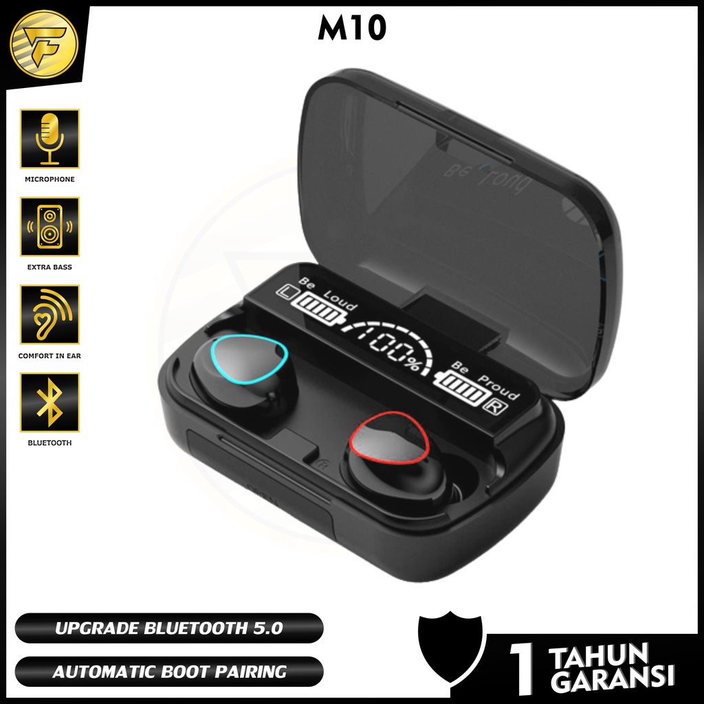 Jual TWS M10 earphone bluetooth HIFI BASS stereo music telfon GAMING LOW DELAY wireless headset ...