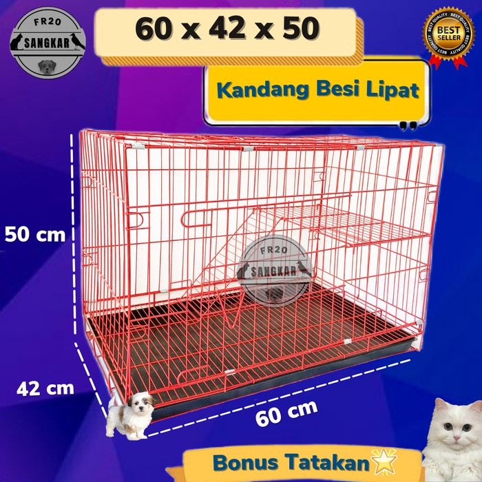 Jual KANDANG KUCING TINGKAT SIZE L 60X42X50 BESI LIPAT TEBAL -FRSANGKAR ...