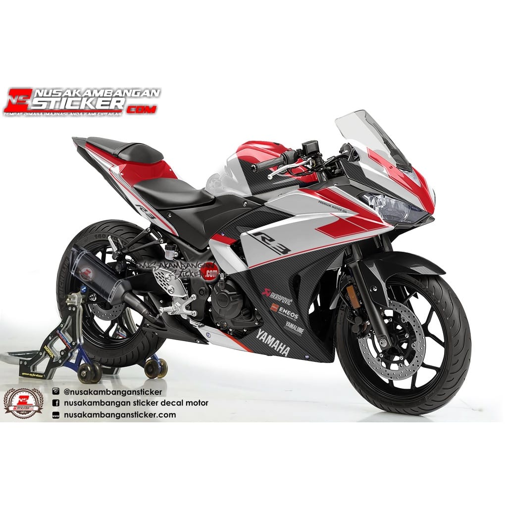 Jual Stiker Decal Motor Yamaha R25 Full Body Putih Merah Grafis Racing ...