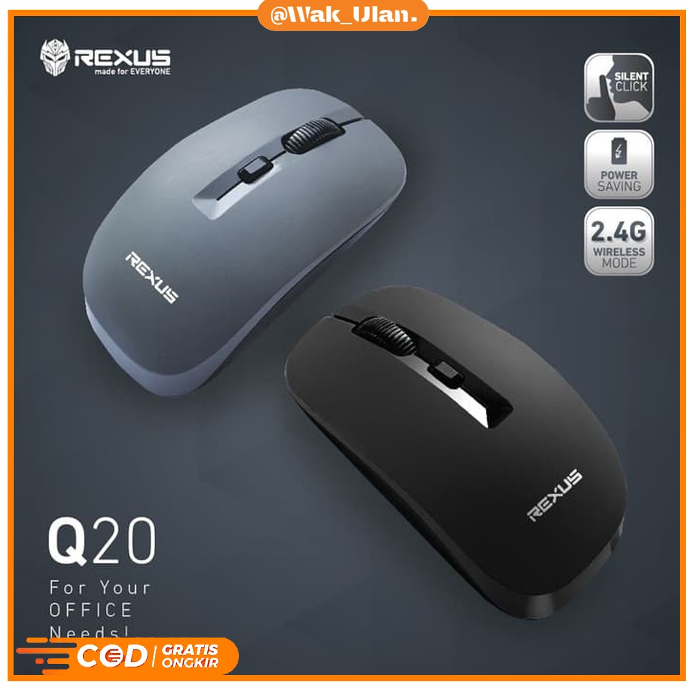 Jual Rexus Office Q20 Mouse usb Wireless Silent model slim 1600DPI ...