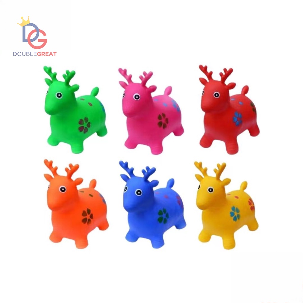 Jual DOUBLE GREAT Mainan rusa karet animal jumping musik lampu merk ...