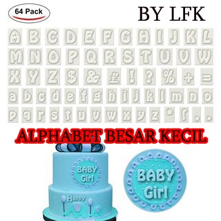 Jual IMPORT ALPHABET BESAR KECIL 64Pcs Set Cetakan FONDANT STAMP Adonan ...
