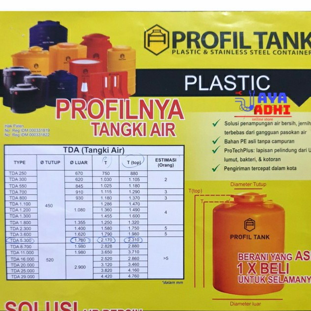 Jual Tandon Air Profil Tank Tangki Toren TDA | Shopee Indonesia