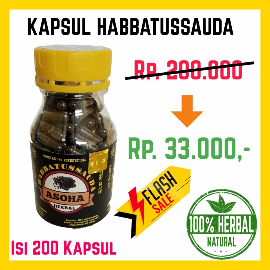 Jual Kapsul Habbatussauda Isi 200 ASLI ALAMI | Shopee Indonesia