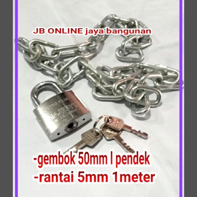 Jual $+$+$+$+] rantai pagar rumah putih galvanis 5mm1meter + gembok ...