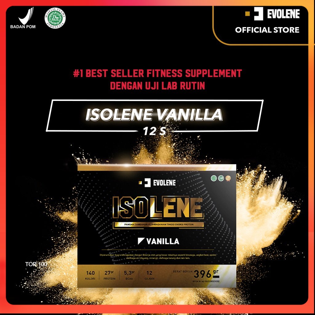 Jual Evolene Isolene Vanilla 396gr/12 Sachet Defisit Susu Whey protein ...