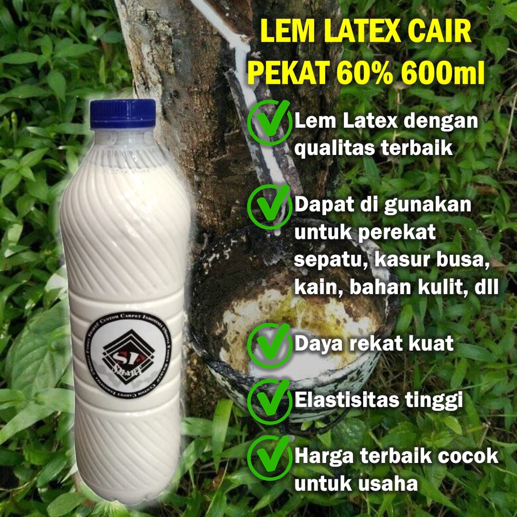 Jual Lem Latex Murni pekat multifungsi 60% Cair 600gram | Shopee Indonesia