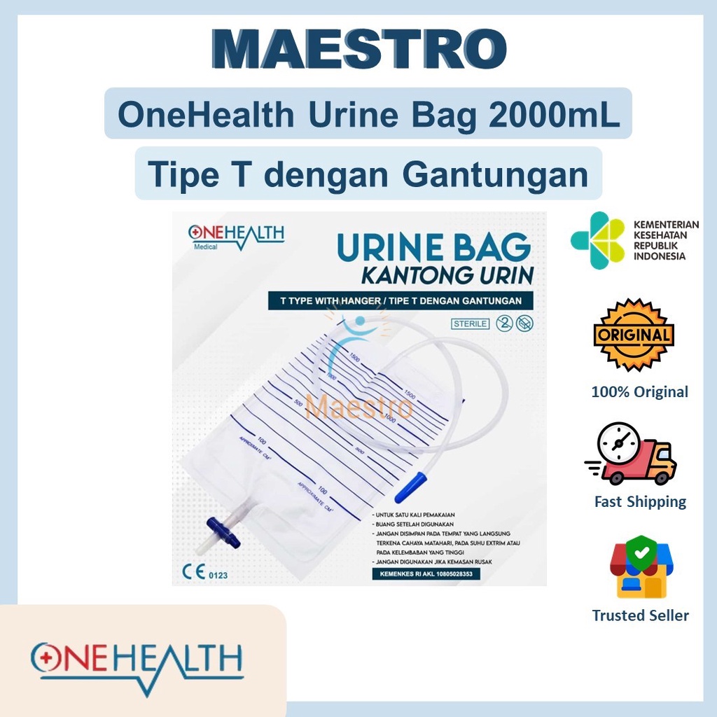 Jual OneHealth Urine Bag Tipe T Dengan Gantungan Hanger Kantong Urin ...