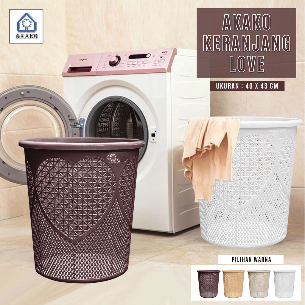 Jual LAUNDRY BASKET AKAKO LOVE / KERANJANG BAJU KOTOR PLASTIK BESAR ...