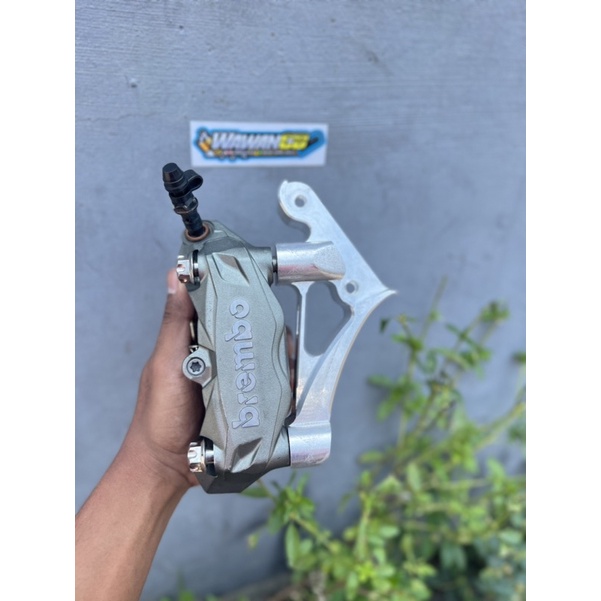Jual Kaliper Brembo M432 silver Copotan Moge Set breket PNP skok ninja | Shopee Indonesia