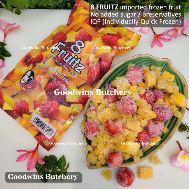 Jual 8Fruitz MIXED PARADISE TRIO Strawberry Mango Peach IQF buah beku 8 ...