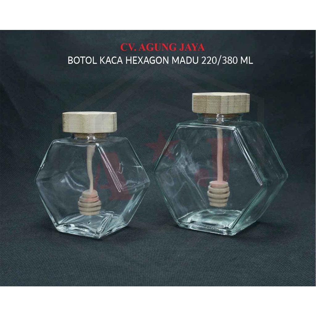 Jual Botol Kaca Madu Hexagon Kosong 100 ml/ 220/380 Ml/Botol Kaca Madu ...