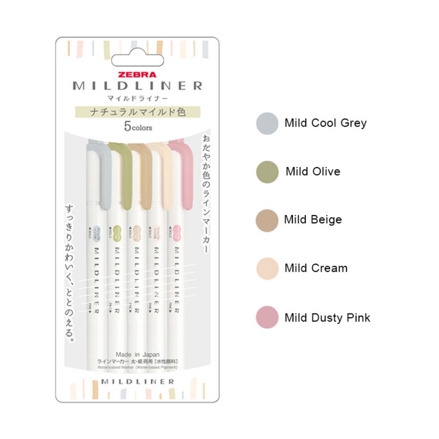Jual Zebra Mildliner Gentle Natural Mild Colors Double Sided ...