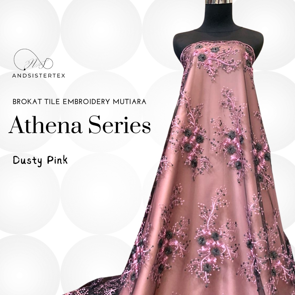 Jual Bahan Kebaya Mewah 2 TONE Brokat Dasar warna Hitam Tile Embroidery ...