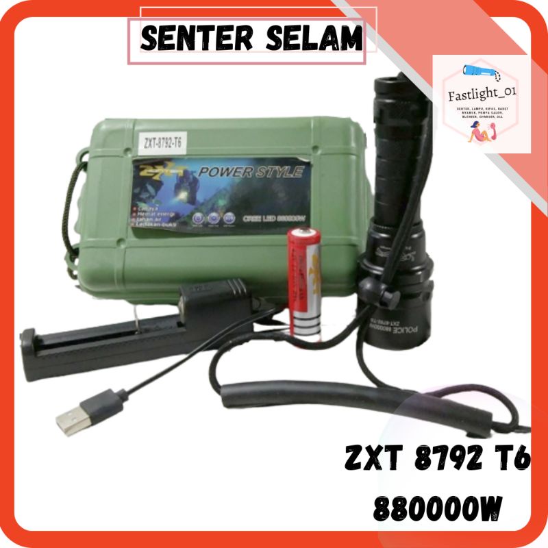 Jual Senter Selam Police ZXT 8792 T6 (880000W) | Shopee Indonesia